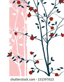Oriental Print Design Cherry Tree Stock Illustration 151597613 ...