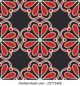Oriental Red Gray Flower Pattern On Stock Illustration 25771405 ...