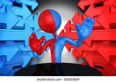 Original 3d Character Illustration Split Red Stock Illustration 556033054