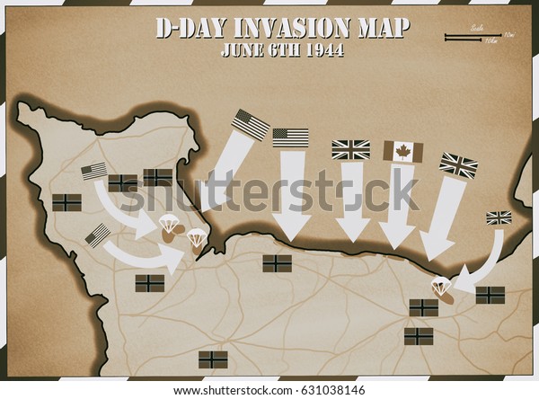 Original Hand Drawn Map Dday Invasion Stock Illustration 631038146 ...