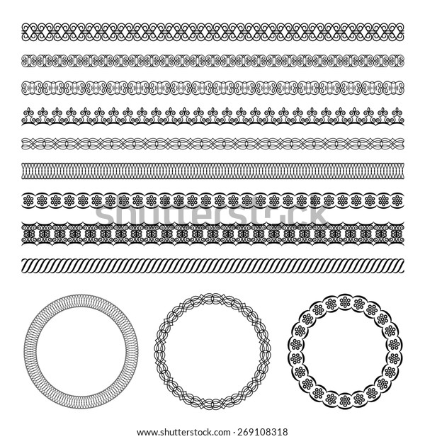 Ornamental lines and round frames. Raster copy. - Stock Image - Everypixel