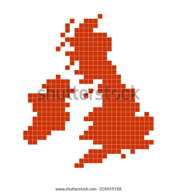 Outline Uk Map Using Red Squares Stock Illustration 318459188 ...