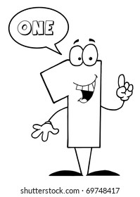 Outlined Friendly Number 1 One Guy 스톡 일러스트 69748417 | Shutterstock