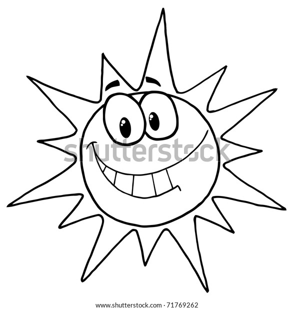 Outlined Sunny Face Smiling Stock Illustration 71769262