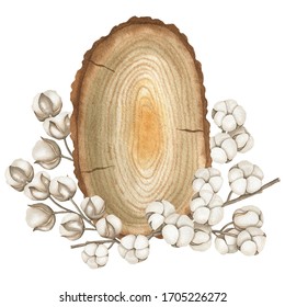 Oval Frame Background Slice Tree Cotton Stock Illustration 1705226272 ...