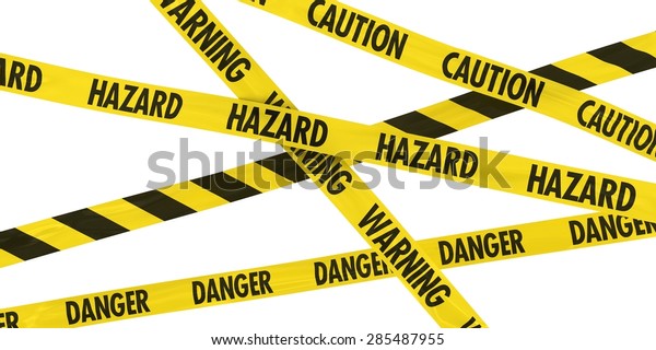 Overlapping Caution, Warning, Danger and Hazard Tape Background