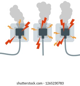 Overloading Mains Voltage Socket Wires Red Stock Illustration ...