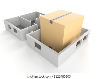Package Inside House Plan Isolated On Stock Illustration 1121483603 ...