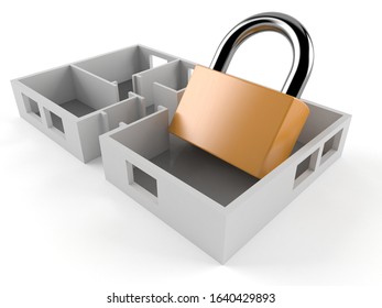 Padlock Inside House Plan Isolated On Stock Illustration 1640429893 ...