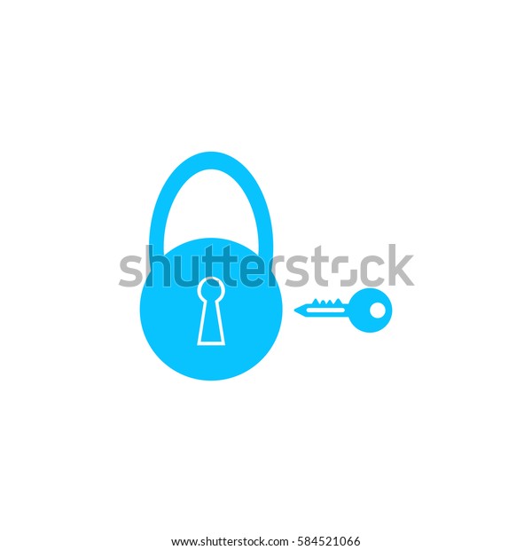 Padlock Key Icon Flat Simple Blue Stock Illustration 584521066 ...