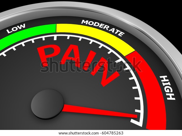 pain level conceptual meter indicate maximum, isolated on white ...