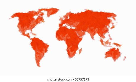 Painted World Map Red Stock Illustration 56757193 | Shutterstock