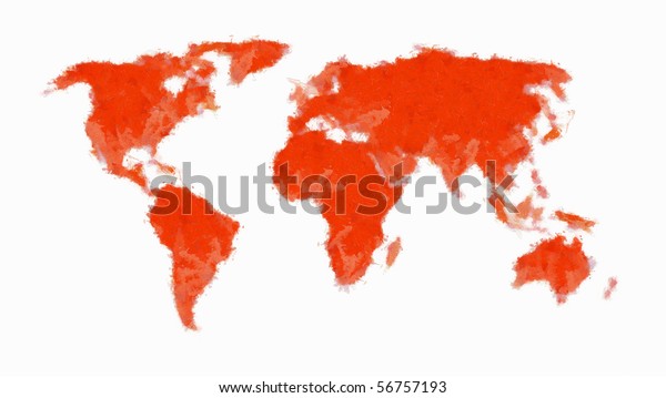 Painted World Map Red Stock Illustration 56757193 | Shutterstock