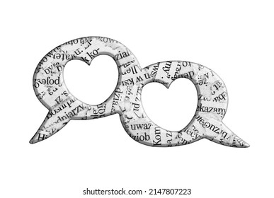Pair Speech Bubbles Hearts Letters Isolated Stock Illustration ...