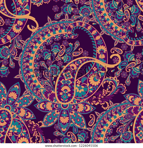 Paisley Pattern Seamless Asian Textile Background Stock Illustration