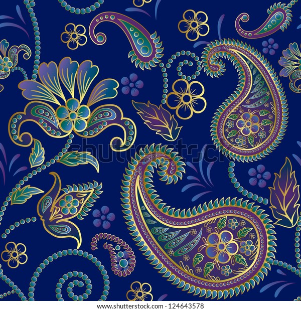 Paisley Seamless Patternraster Copy Vector File Stok İllüstrasyon 124643578