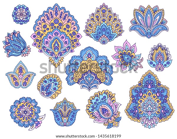 Paisley Style Elements Set Stock Illustration 1435618199