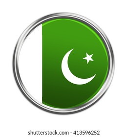 Pakistan Flag Glossy Button Illustration Stock Illustration 519304183