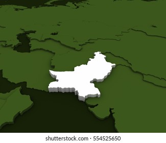Pakistan Map Green Background 3d Rendering Stock Illustration 567577366 ...
