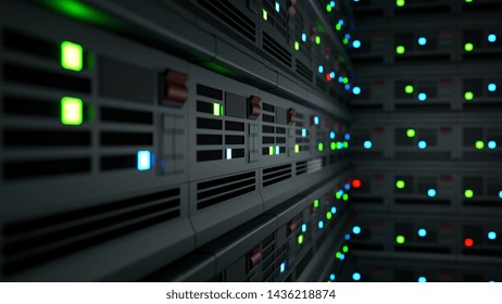 Panels Datacenter Computers Server Room 3d Stock Illustration ...