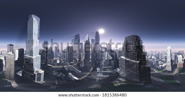 Panorama City Environment Map Hdri Map Stock Illustration 1815386480 ...