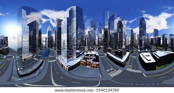 Panorama City Environment Map Hdri Map Stock Illustration 1940134789 ...