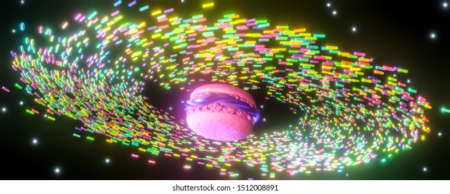 Panoramic View 3d Macarons Planet Space Stock Illustration 1512008891