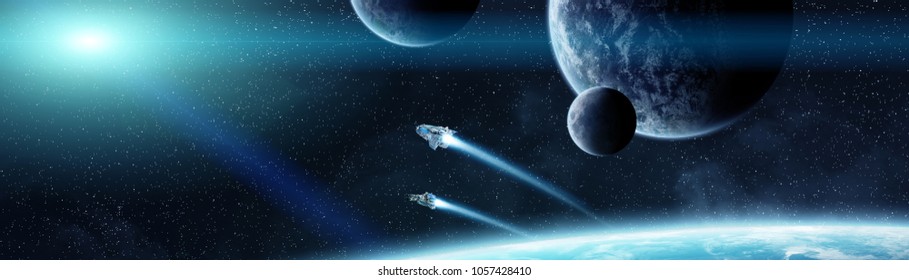 Panoramic View Planets Distant Solar System Stock Illustration ...