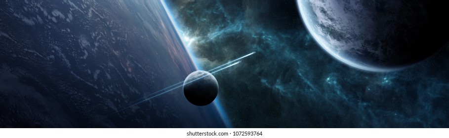 Panoramic View Planets Distant Solar System Stock Illustration ...