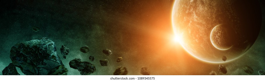 Panoramic View Planets Distant Solar System Stock Illustration 1089345575
