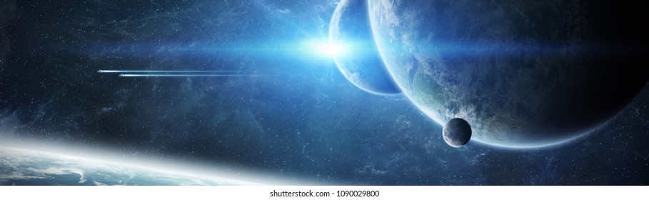 Panoramic View Planets Distant Solar System: стоковая иллюстрация ...