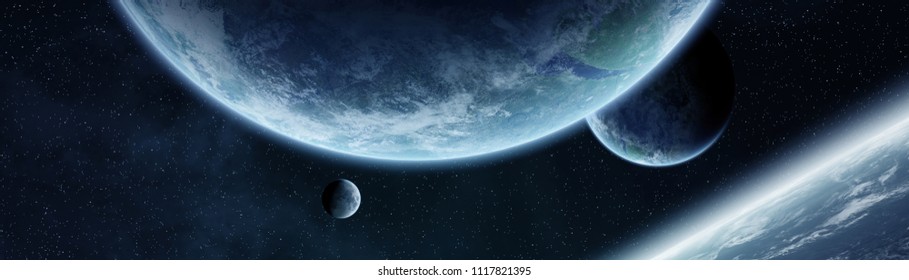Panoramic View Planets Distant Solar System 스톡 일러스트 1117821395 ...