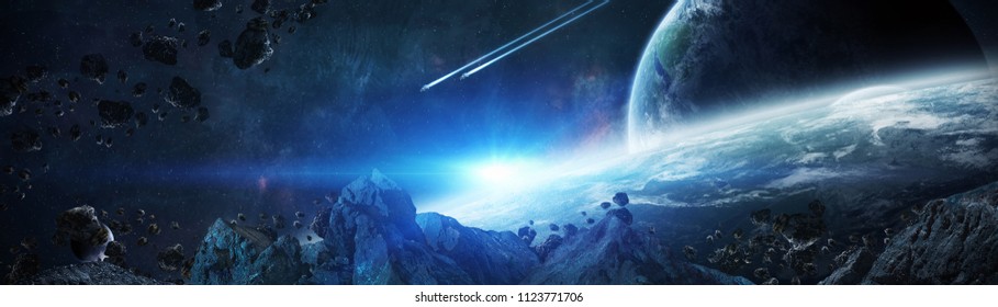 Panoramic View Planets Distant Solar System: стоковая иллюстрация ...