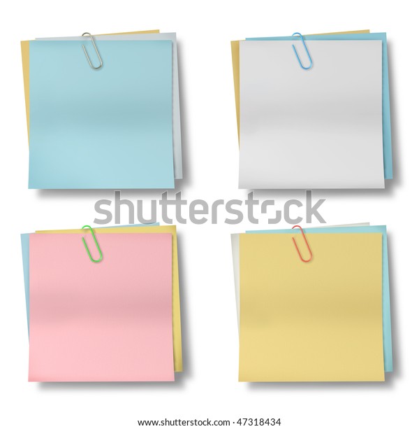 Paper Clip Sticky Notes Multicolor On Stock Illustration 47318434 ...