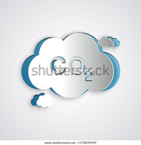 Paper cut CO2 emissions in cloud icon isolated on grey background ...