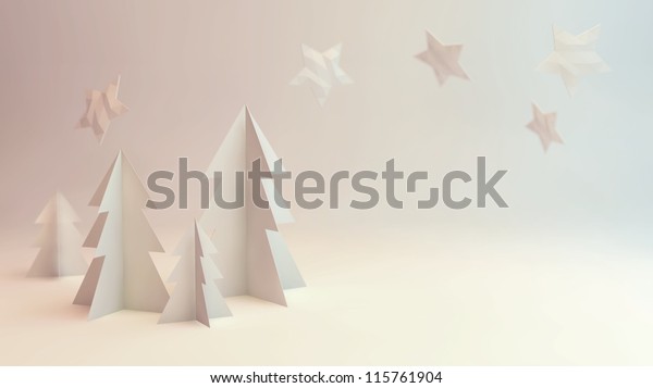 Paper Cut Out 3d Rendering Winter Stock Illustration 115761904