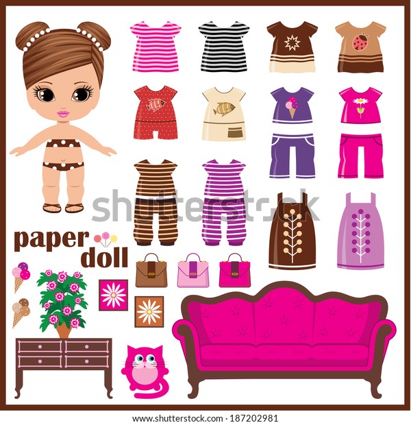 Paper Doll Clothes Set Vector Raster 스톡 일러스트 187202981 | Shutterstock