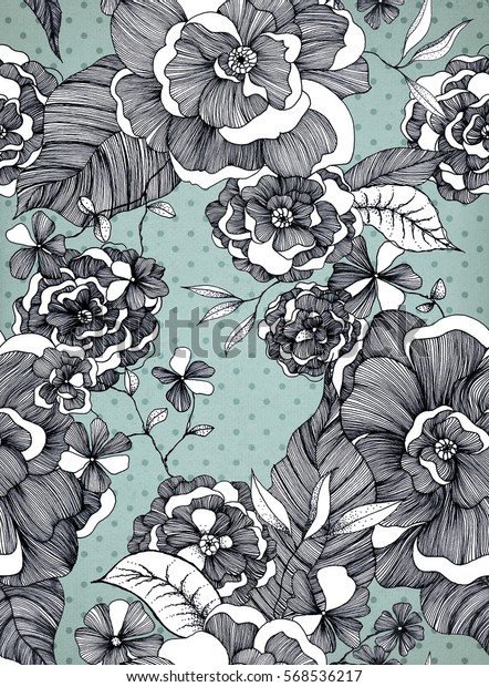 Paper Structure Background Floral Pattern Stock Illustration 568536217