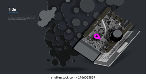 Papercut Black Clouds Black App Interface Stock Vector (Royalty Free ...