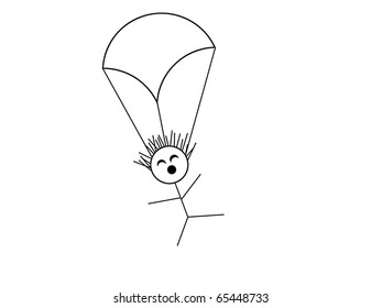 Smiling Business Stick Figure Skydiving Vector: vector de stock (libre ...