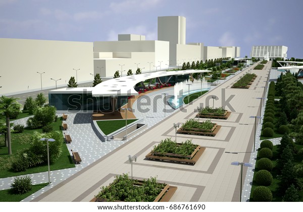 Park Architecture Render 3d Rendering Stock Illustration 686761690 ...