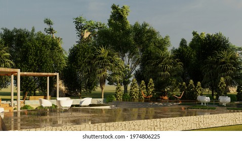 Park Side View 3d Rendering Stock Illustration 1974806225 | Shutterstock
