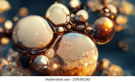 Particle Structure Bubble Liquid Molecule Cells Stock Illustration ...