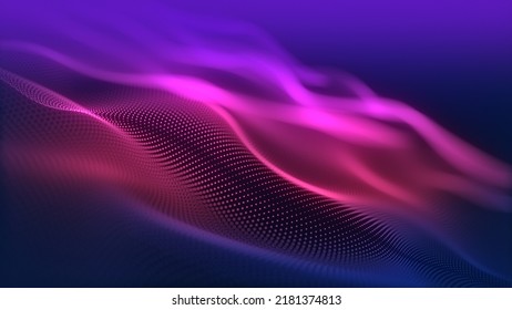 Particles Wave Cyber Technology Background Abstract Stock Illustration ...
