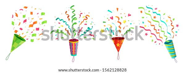 Party Confetti Popper Exploding Birthday Celebration Stock Illustration ...