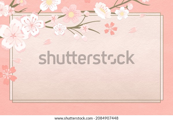 Pastel Pink Sakura Rectangle Frame Stock Illustration 2084907448 ...