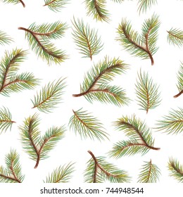 Pastel Seamless Background Pattern Spruce Branches Stock Illustration ...