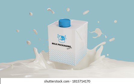 Pasteurized Milk Box 3d Render Mockup Stock Illustration 1815714170 ...