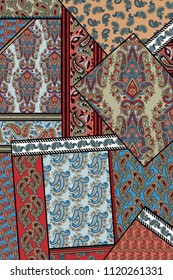 Patchwork Design Consisting Middle East Pattern Stock Illustration ...