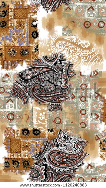 Patchwork Design Consisting Middle East Pattern Stock Illustration ...